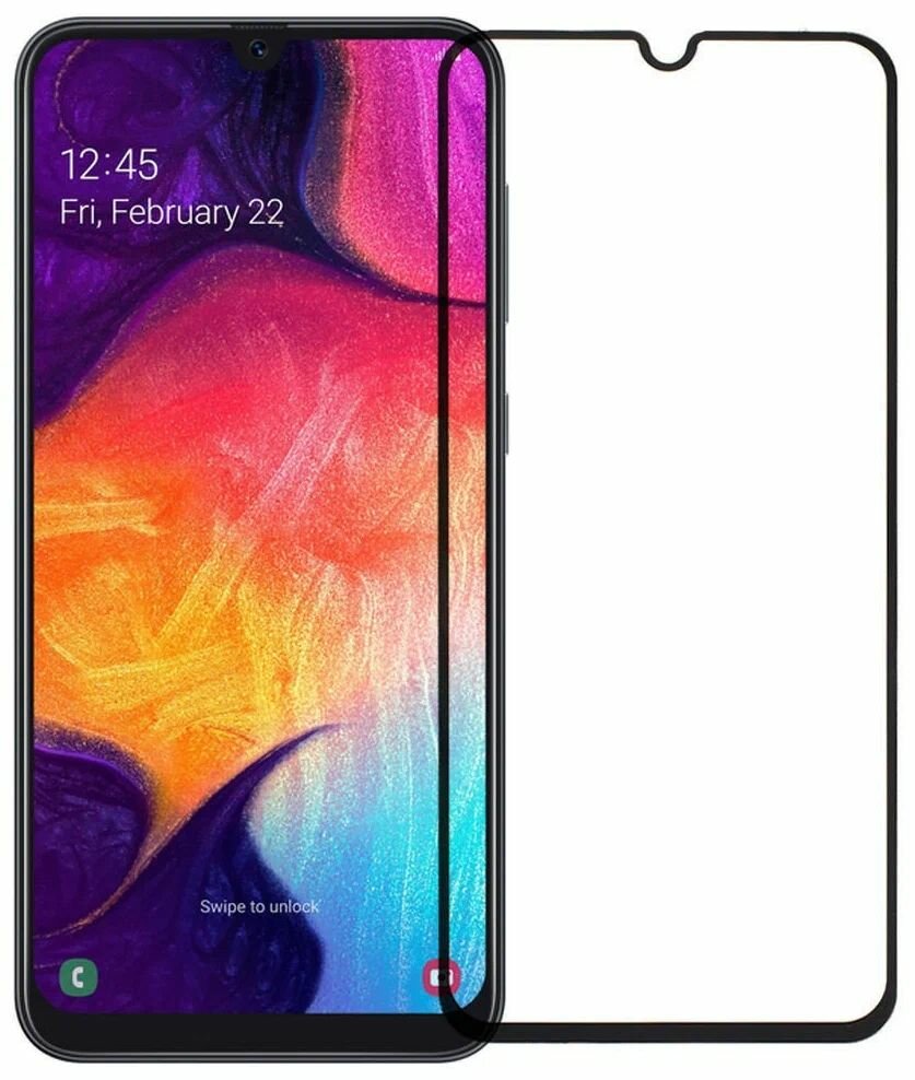 Samsung Galaxy A50, A30s, A30, M30, M21 / Защитное стекло 3D черное, полное покрытие, бронестекло самсунг галакси а50
