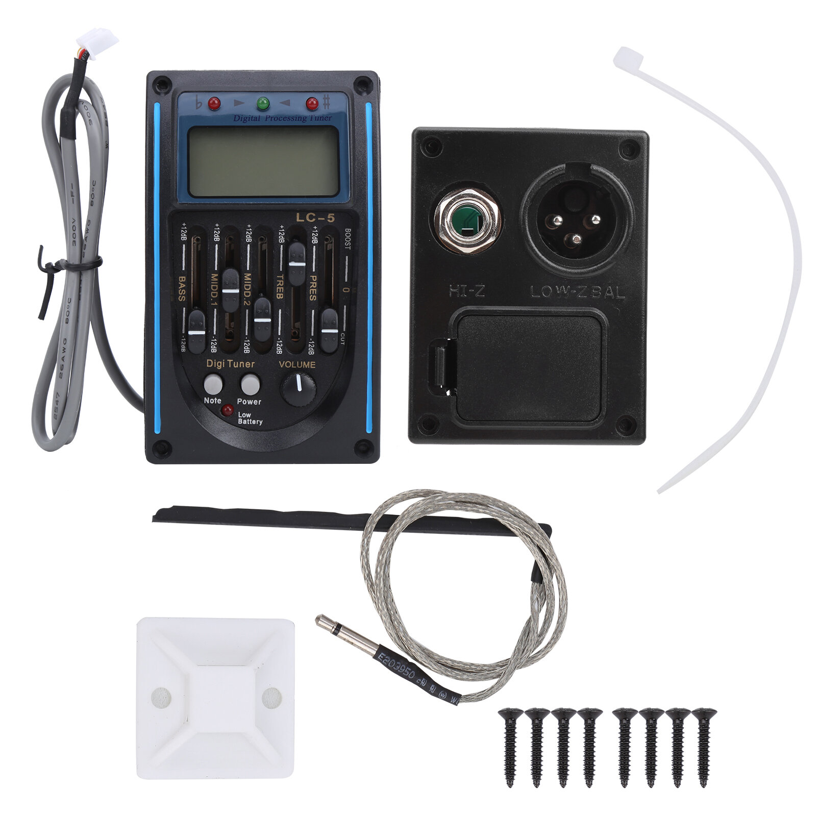 5 Band Guitar Pickup ЖК -эквалайзер регулируемые музыкальные инструменты.