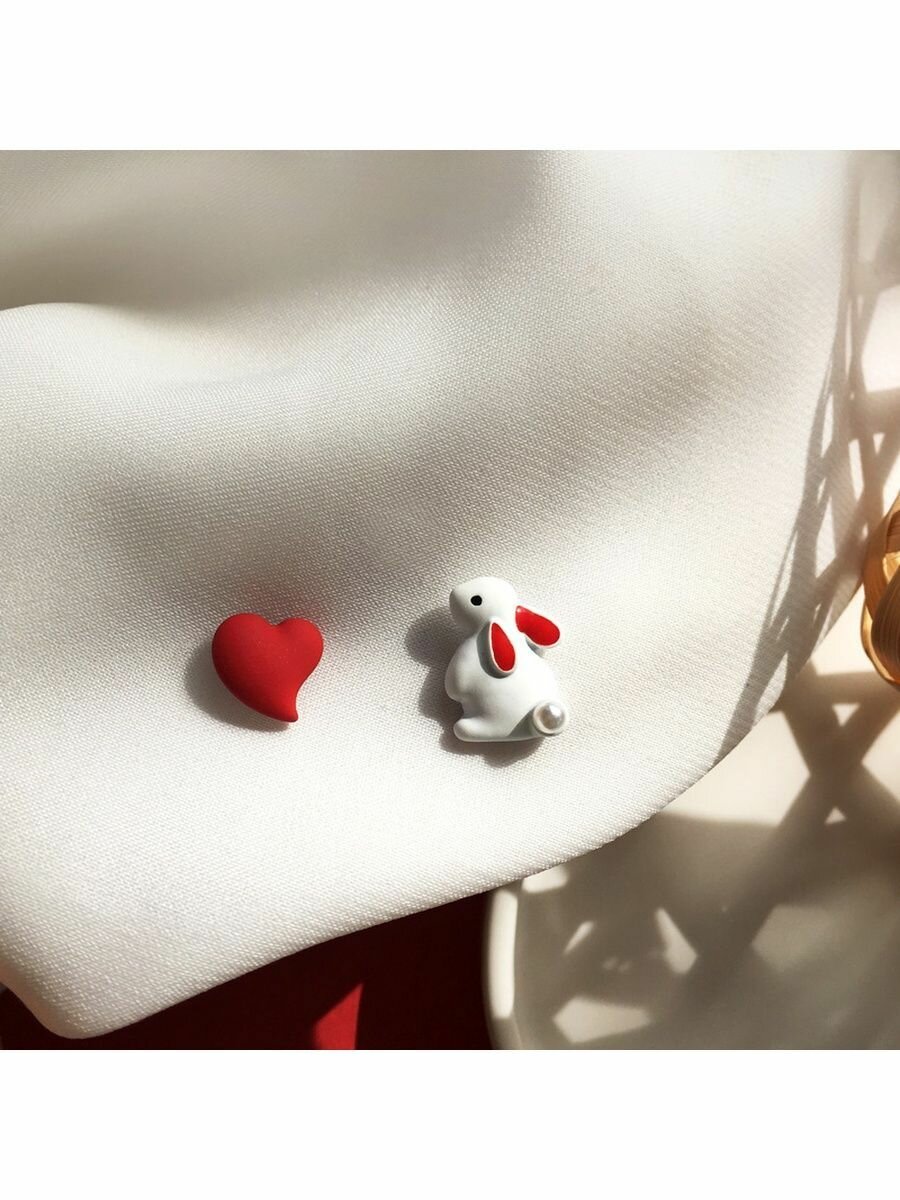 Серьги пусеты, непарные, керамика, эмаль