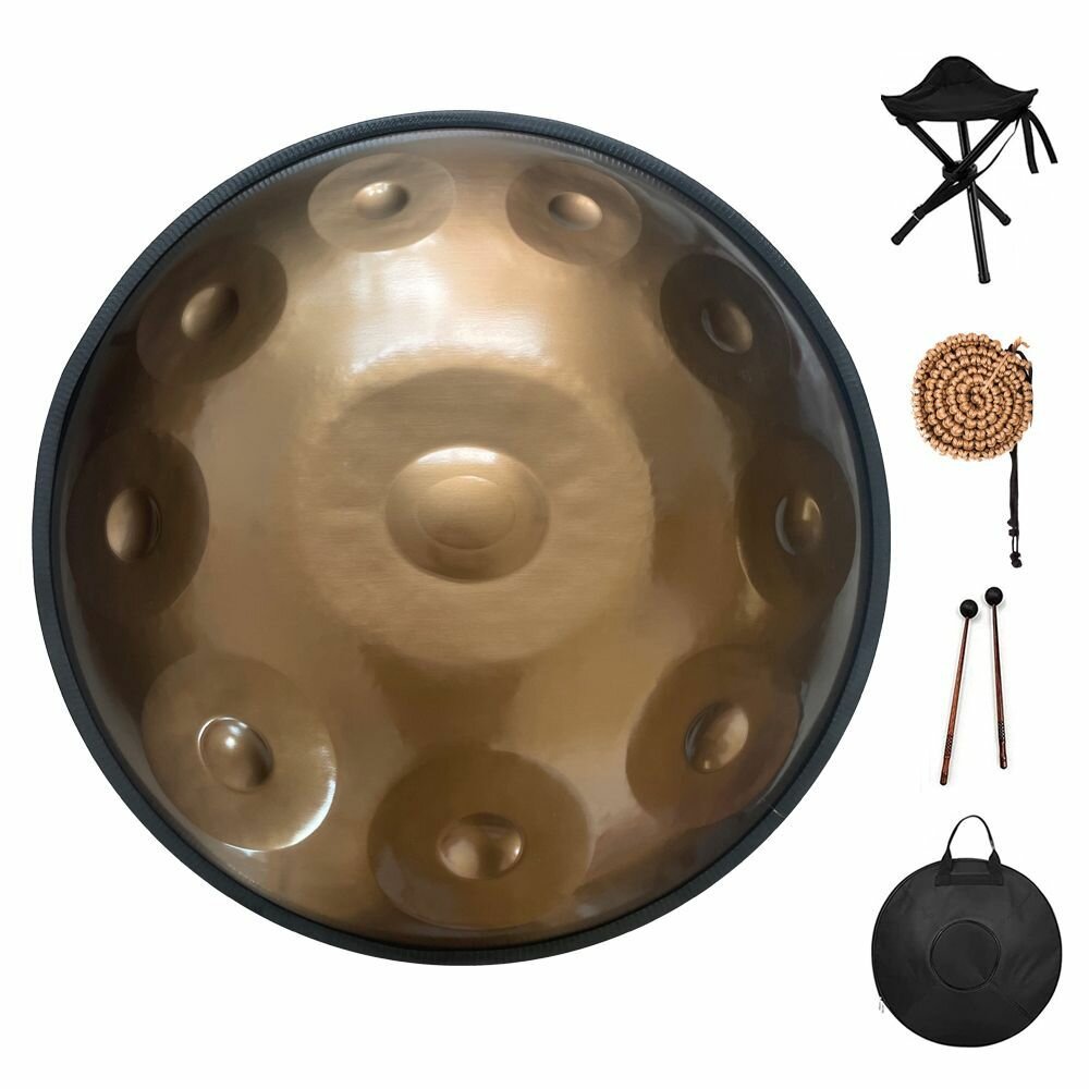 Handpan Барабанный инструмент, ре минор, 22-дюймовый стальной ручной барабан , 9 нот 440 Гц