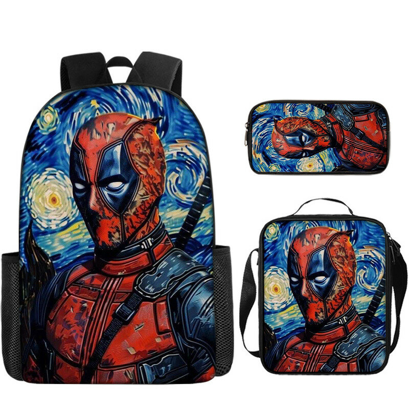 Рюкзак школьный + сумка через плечо + пенал-3 и 1 Сумка школьная мальчика для девочки подарок- Deadpool