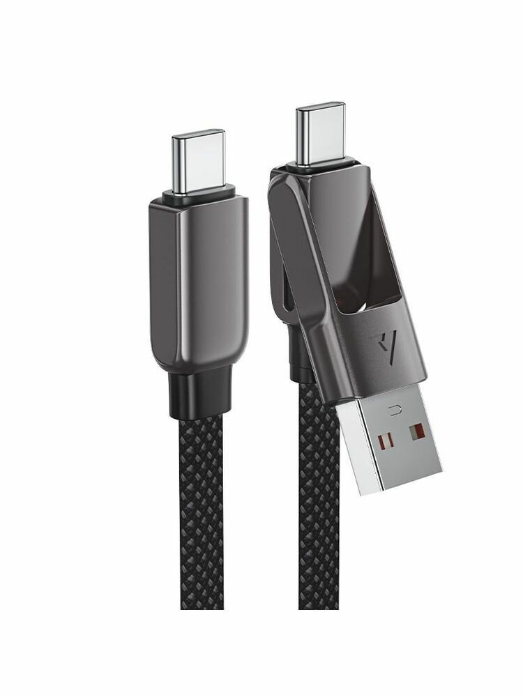 Кабель ACEFAST C13-05, USB-A, USB-C, 0.2м, цинковые коннекторы, нейлон, черный