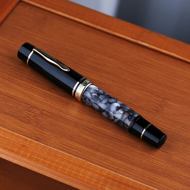 Перьевая ручка MAJOHN P139 оранжевая с перьями №6/8 EF/F/M Черный, NO.8 F, Black Rock