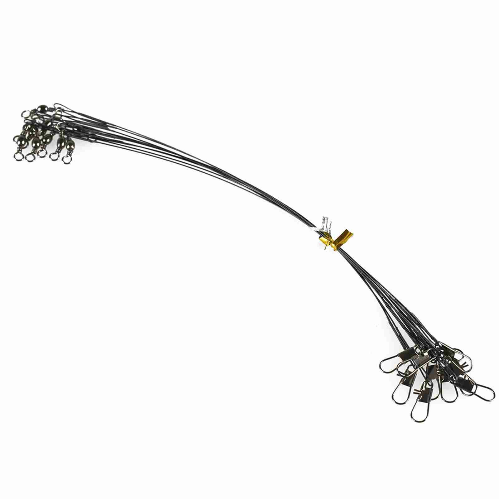 Стальные рыболовные поводки 20 шт. Проволочные поводки для тяжелой рыбалки, высокопрочные рыболовные поводки с вертлюгами и застежками, черные/красные/зеленые