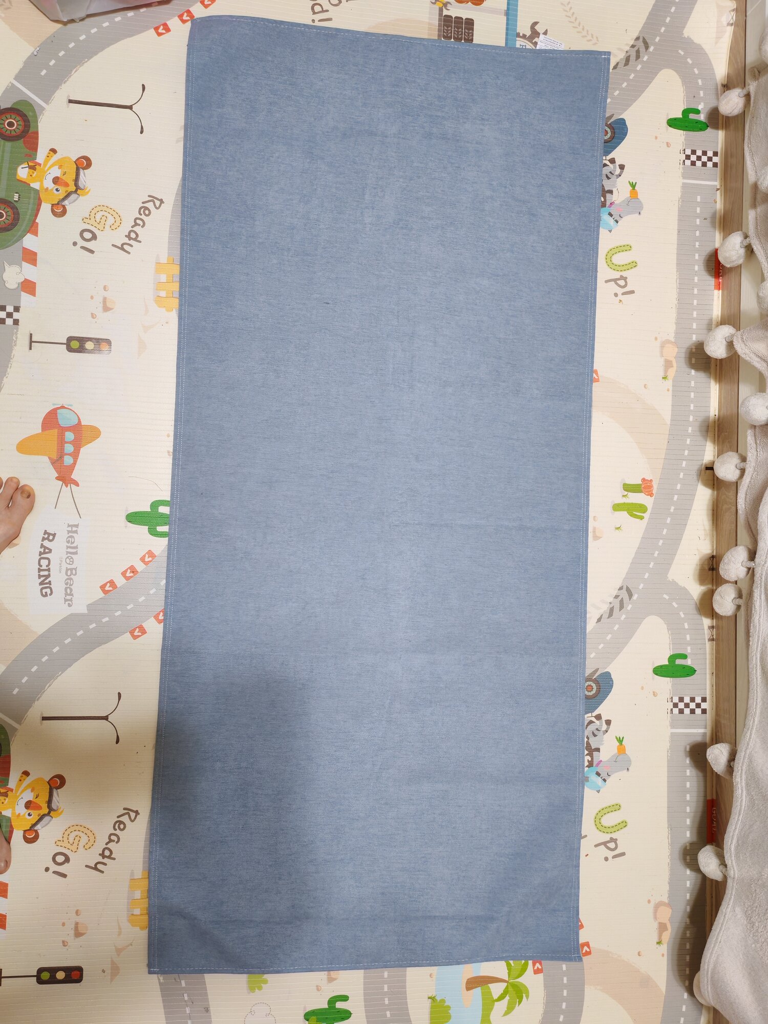 Дивандек, чехол на прямой диван, размер 80*150см, цвет дымчато-голубой