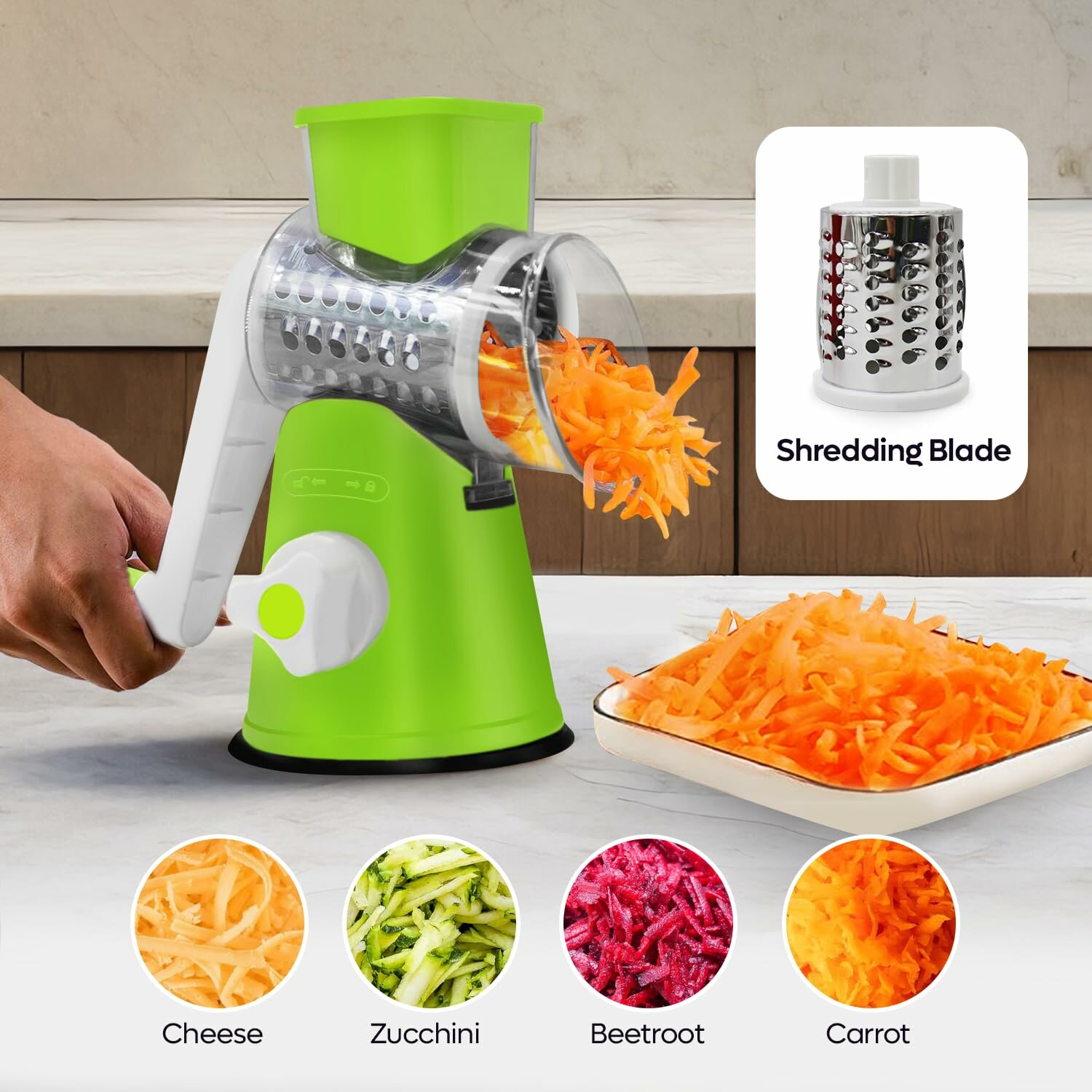 Многофункциональная 3-в-1 Сырная Тартушка, Овощная Резка И Фруктовая Резка, Зелёный