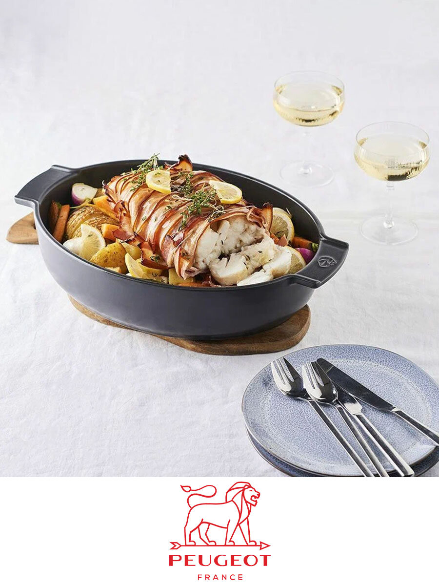 Форма для запекания овальная Peugeot Slate 31x20см, керамическая, антрацит