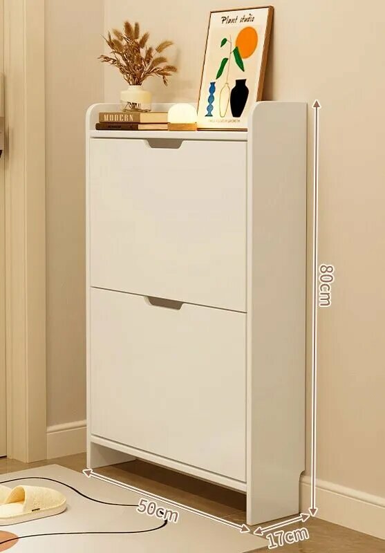 Обувница "Ультратонкая", ДВП/ МДФ, белая, настенная, 17 x 47 x 80см