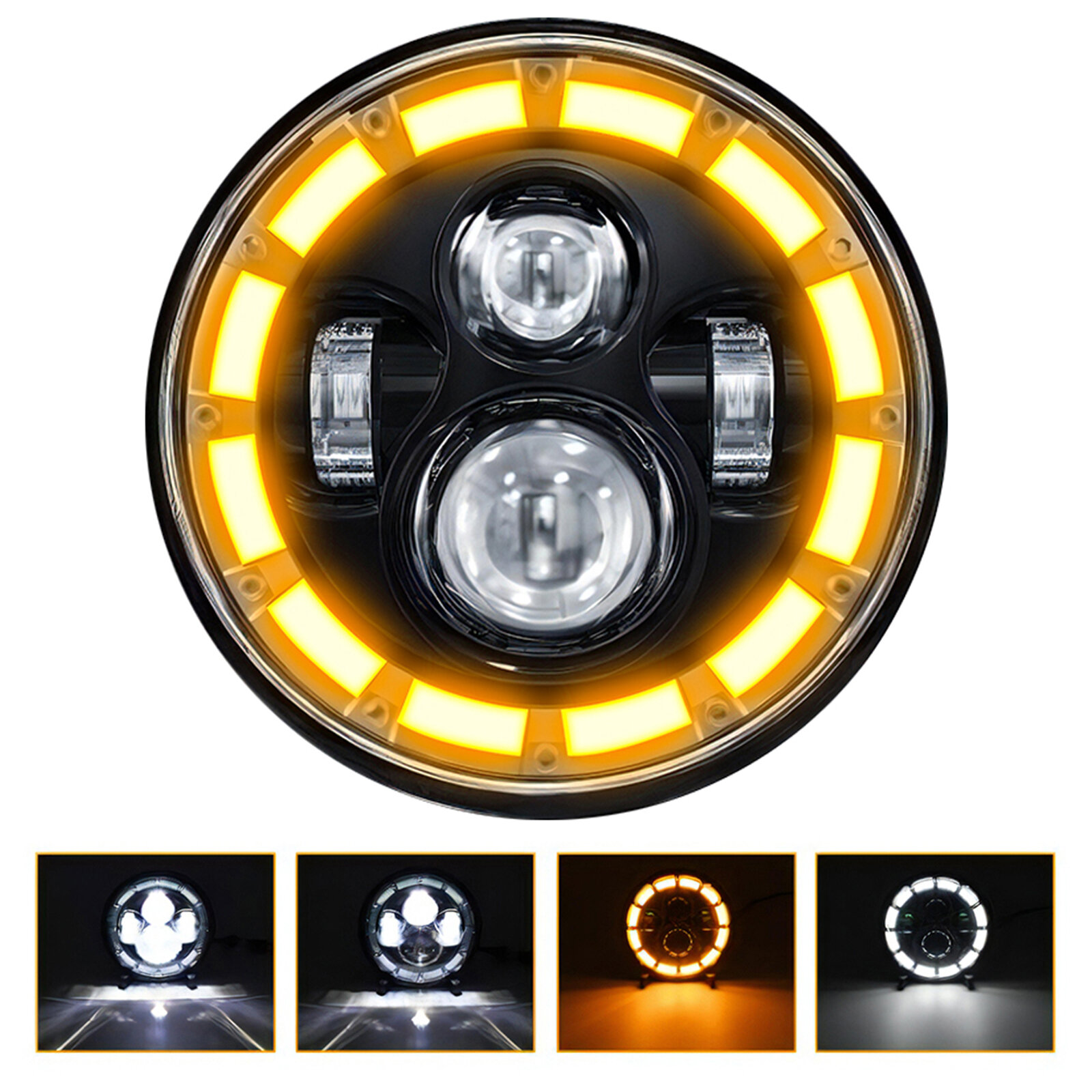 1 ШТ 7-Дюймовая Светодиодная Фара, Водонепроницаемая Круглая Фара с Дальним Ближним Светом DRL Поворотник для Автомобилей Мотоциклов