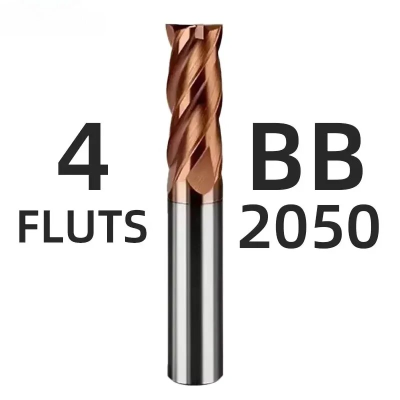Твердосплавная плоская концевая фреза с ЧПУ, вольфрамовая фреза, 4-зубый BB2050, 4.5x6x10x50