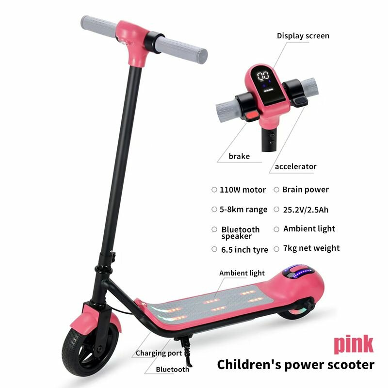 Электросамокат "Скутер", мощность 110Вт, максимальная скорость 14км/ч, нагрузка 60кг