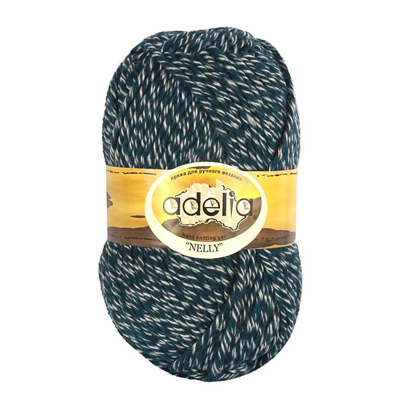 Пряжа ADELIA "NELLY" 70% шерсть, 30% акрил 5 шт. х 100 г 100 м +- 5 м №14 т. синий