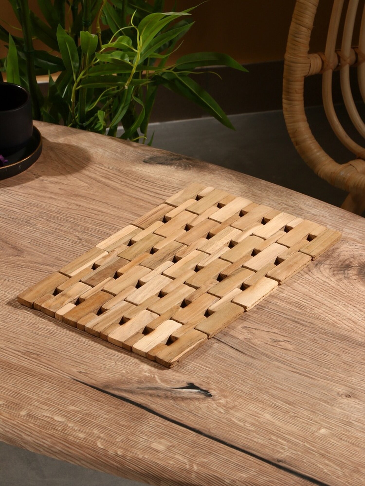 Коврик из тикового дерева, 30×20×0.7 см