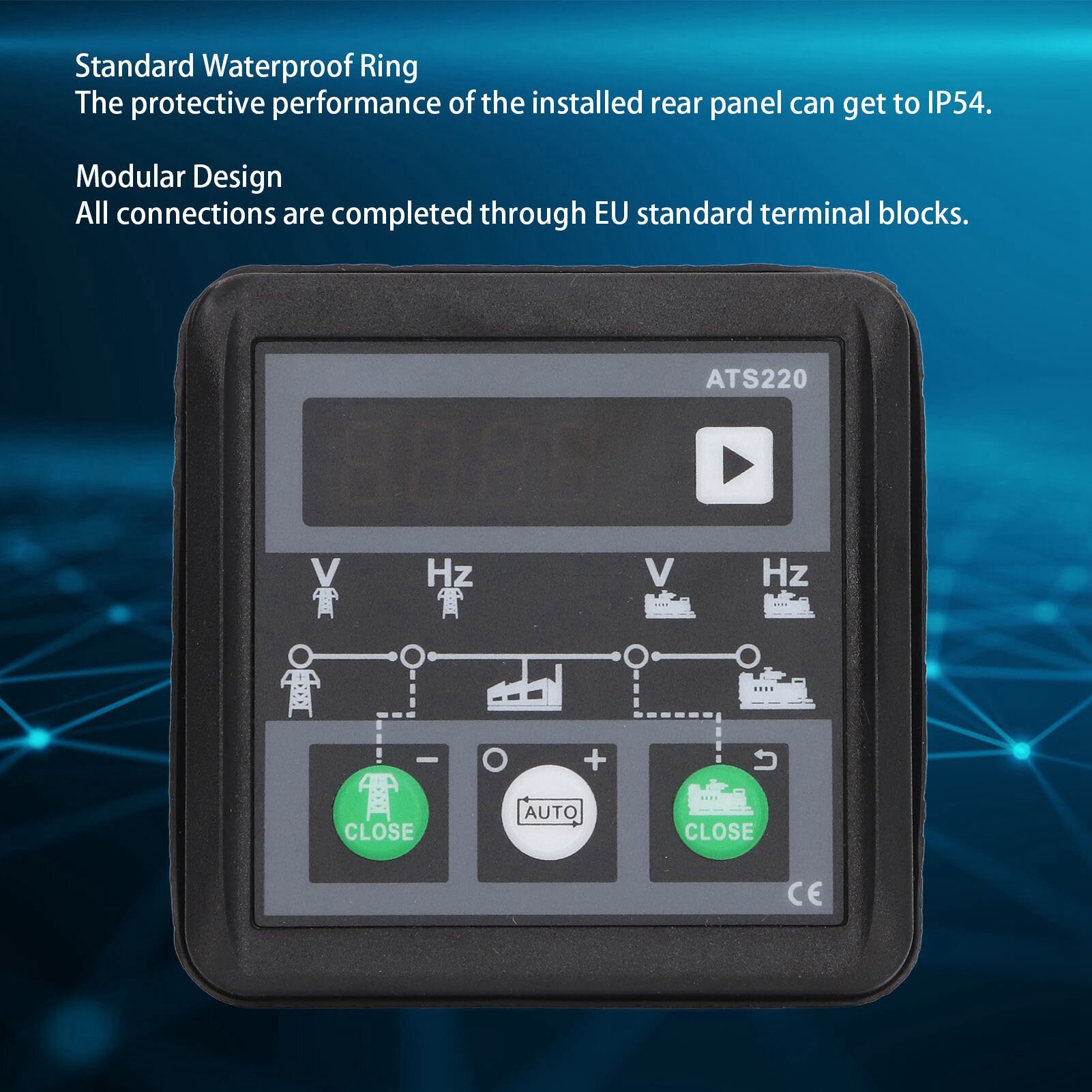 Контроллер автоматического резервного включения, двойное питание, ATS IP54, водонепроницаемый, 30 300 В, для электричества