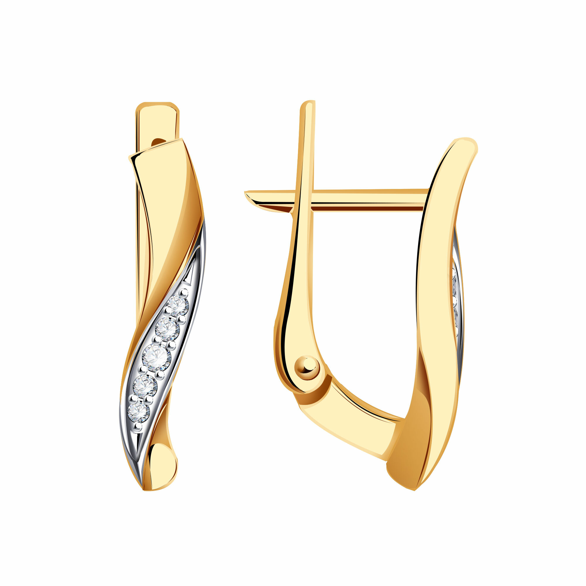 Серьги, красное золото, 585 проба, бриллиант