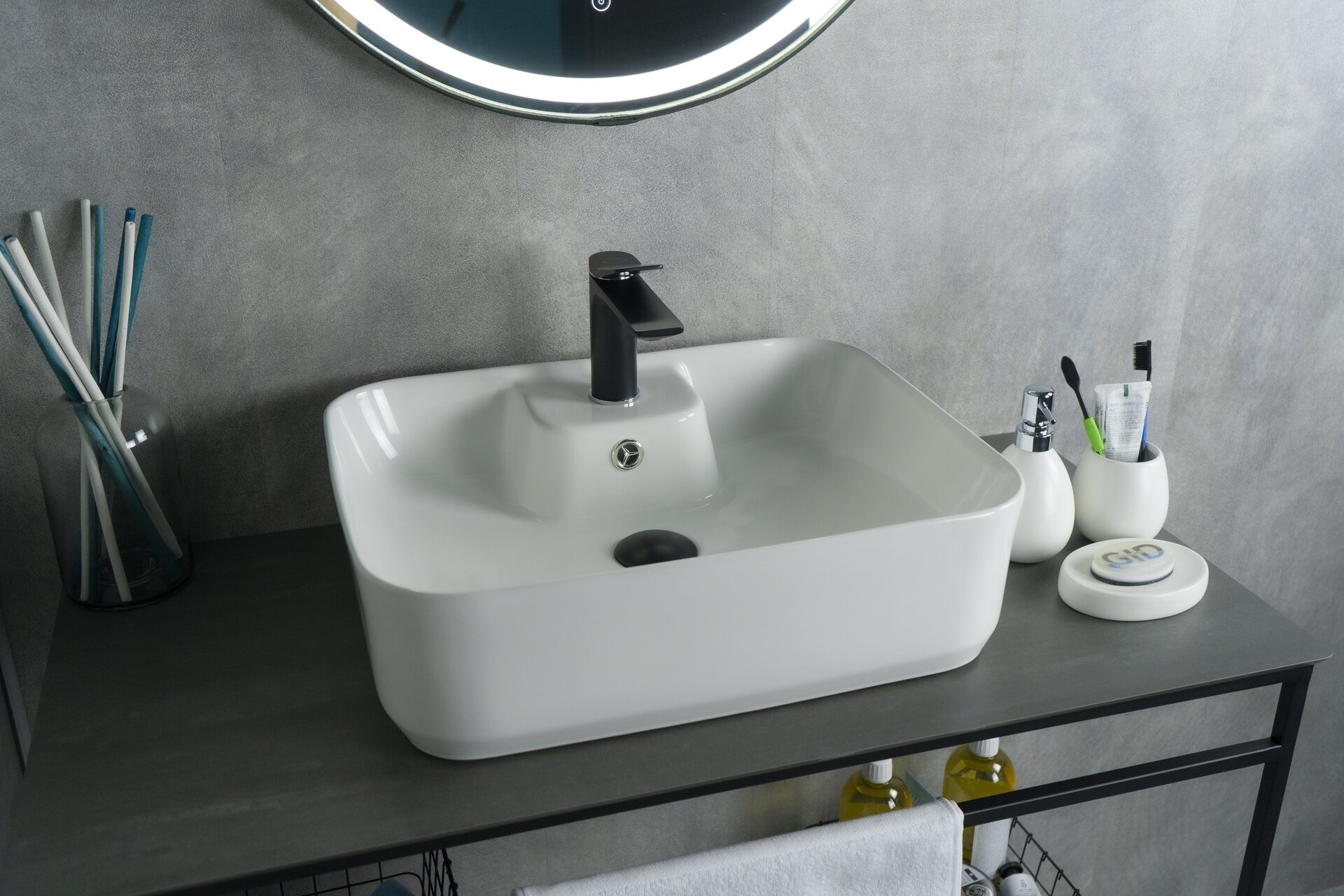 Раковина Gid N9445 51155 накладная белая 52x41.5x15