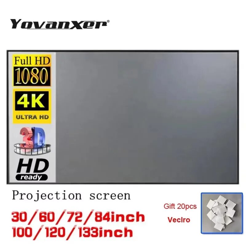 Портативный проекционный экран Yovanxer HD 3D 4K 133 дюйма