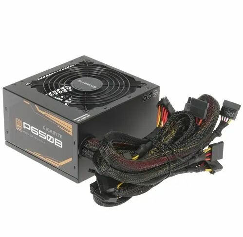 Блок питания Gigabyte GP-P650B 650W (GP-P650B) черный - 650 Вт, 80+ Bronze, ATX 20+4 пин, 4 pin + 4 pin CPU, 6 SATA, 4 x 6+2 pin PCI-E