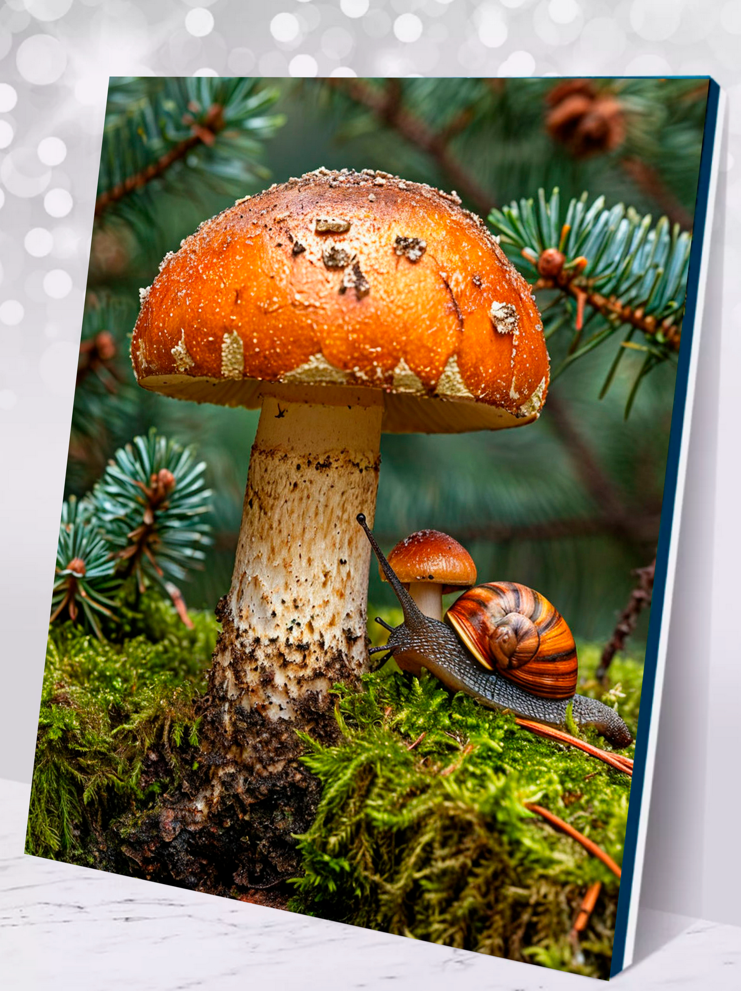 Картина на стену для интерьера Гриб с улиткой 40х50 см, холст на подрамнике, InterHobby