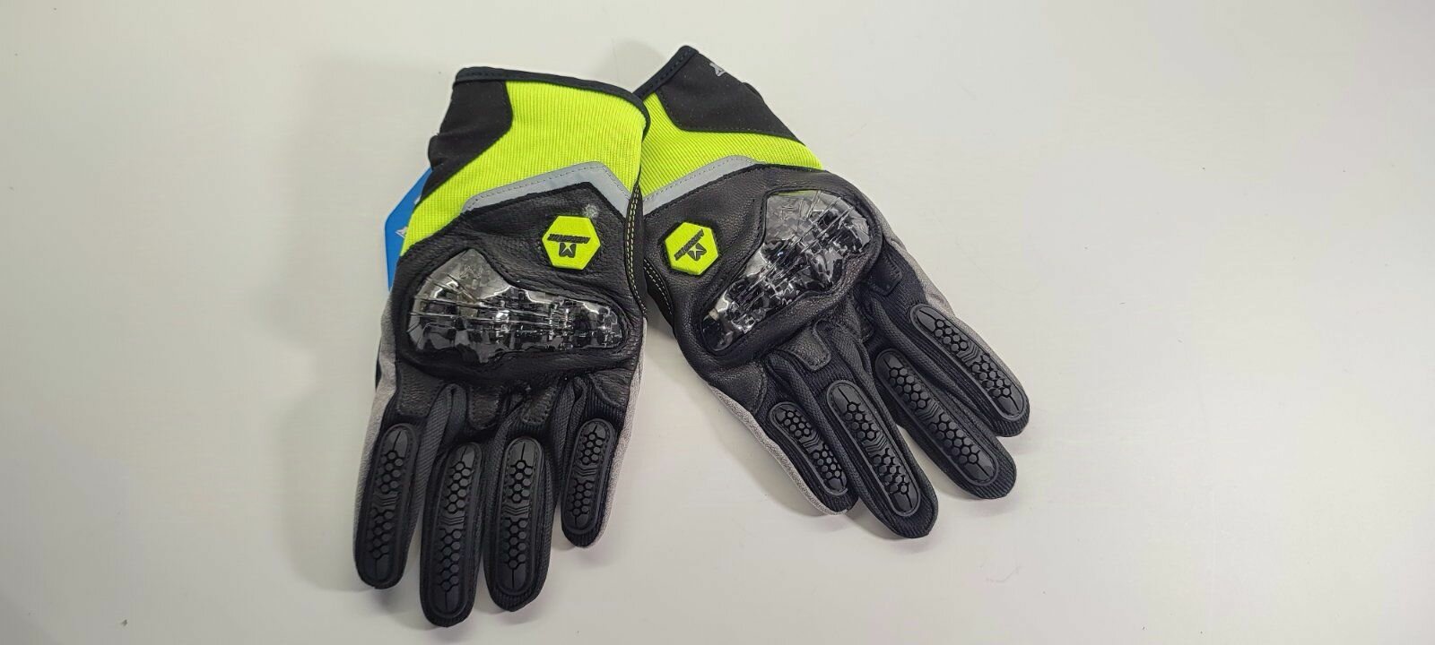 Мотоперчатки Masontex M30 Carbon M30C Черный/лайм, размер XXL, арт: M30C-12