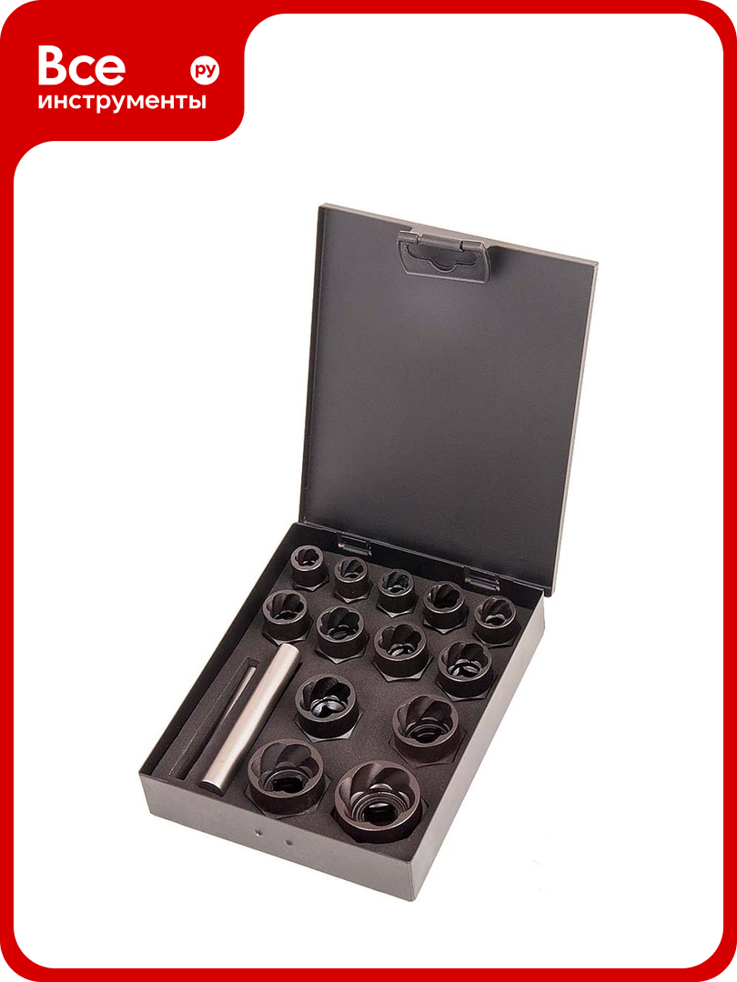 Набор головок экстракторов для поврежденных болтов/гаек 15 предметов, 9-27 мм AV Steel AV-921096