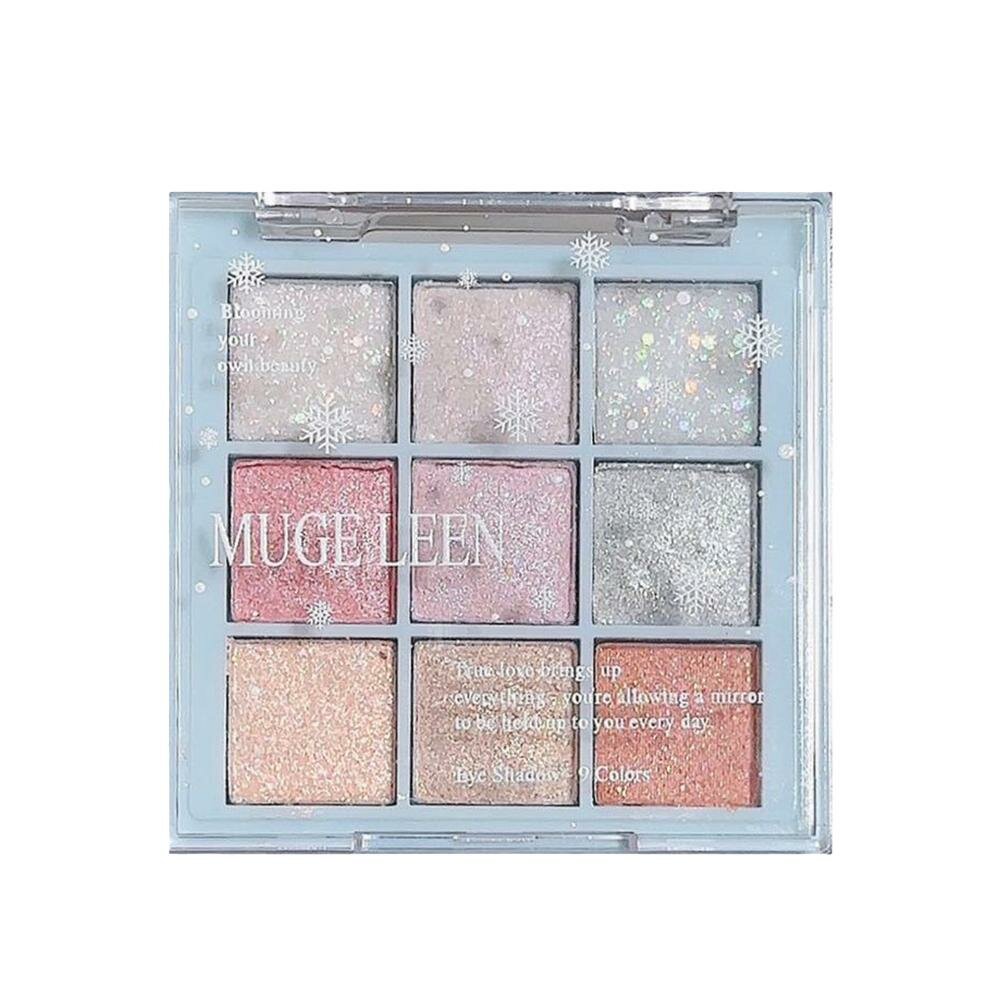 Зеленая палетка теней для век с матовыми блестками из 9 ячеек