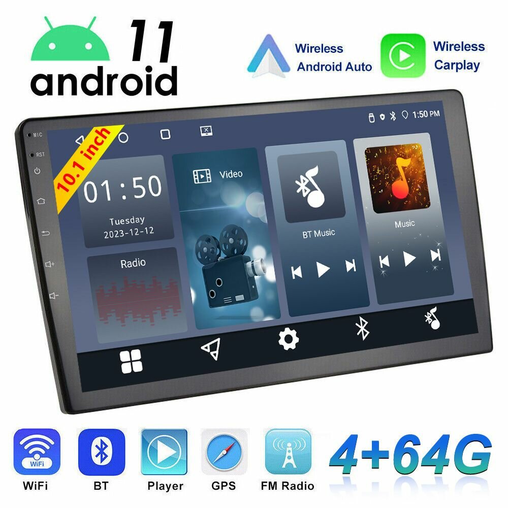 4G+64G Автомагнитола 2 Din с экраном 9/10 дюймов и камерой заднего вида Андроид 11/Bluetooth WiFi FM RDS