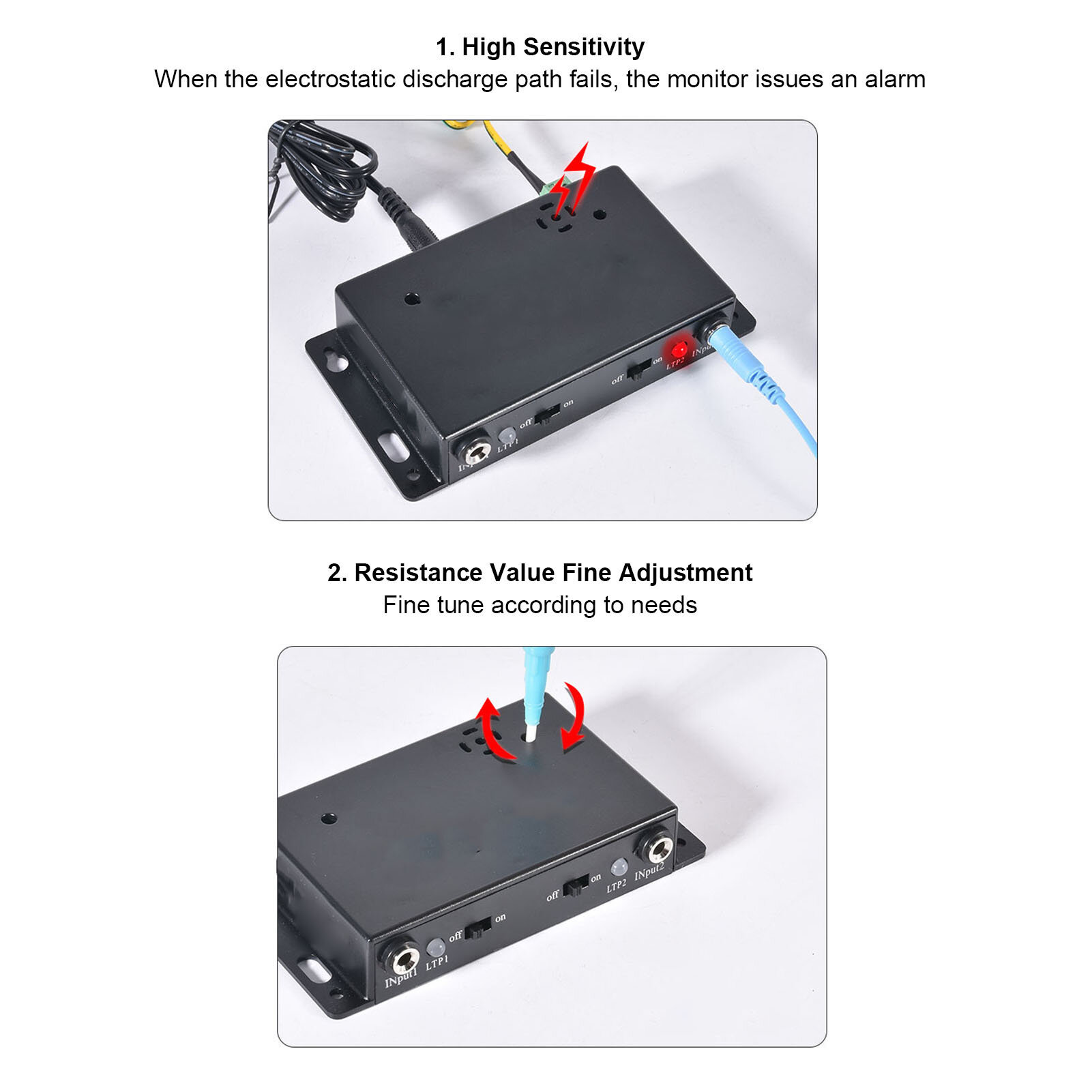 Тестер антистатических браслетов ESD, двухпозиционный антистатический браслет, онлайн-монитор 100 240 В