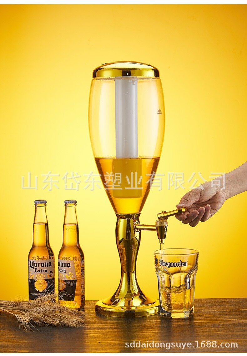 Пивная башня, для вечеринок, пластик, с колбой, с подсветкой, с одним краном, 3 л