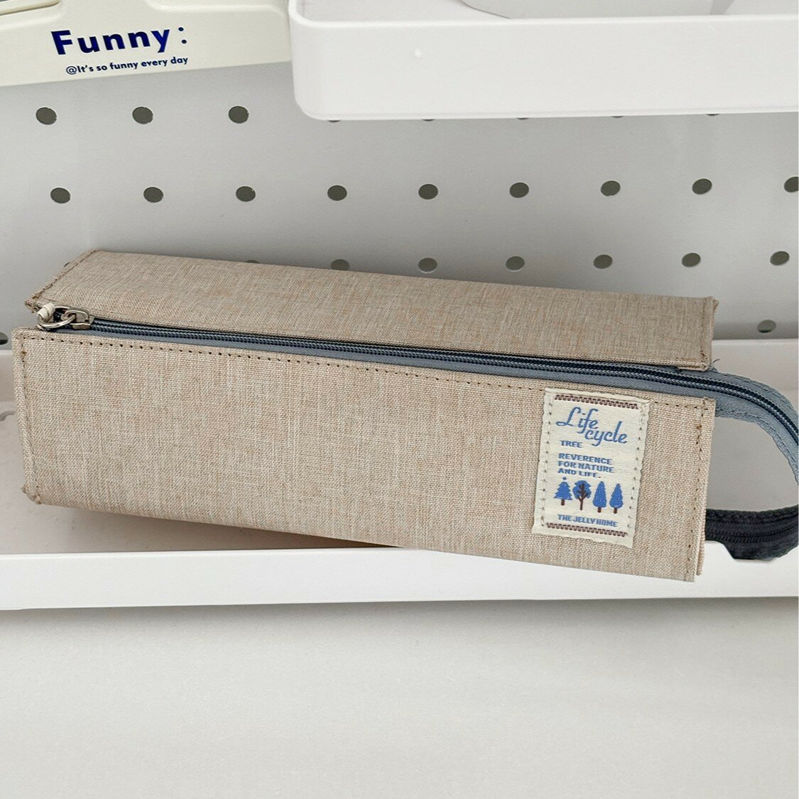 Пенал "Маленькое дерево", льняной цвет, 3D, универсальный, большой емкости