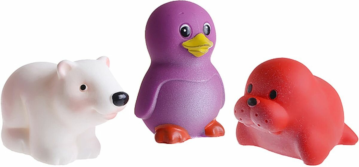 Детские резиновые игрушки "Набор Север", развивающие водные игрушки для сюжетно-ролевых игр, в комплекте 3 штуки