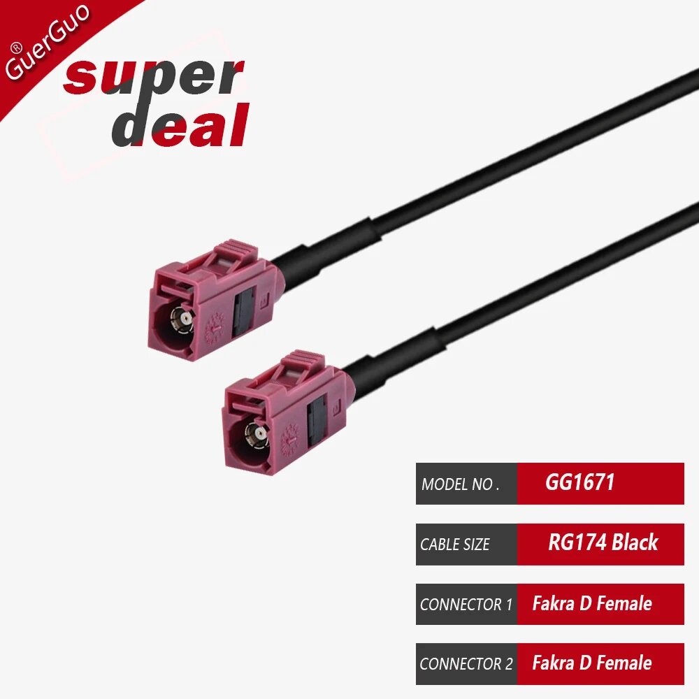 GuerGuo Fakra RG174 Коаксиальный кабель 50CM, Fakra D F to D F