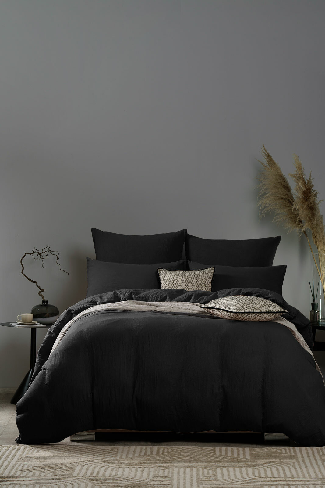 SleepIX Пододеяльник на молнии полуторный "Юко" сатин, 145x205, темно-серый