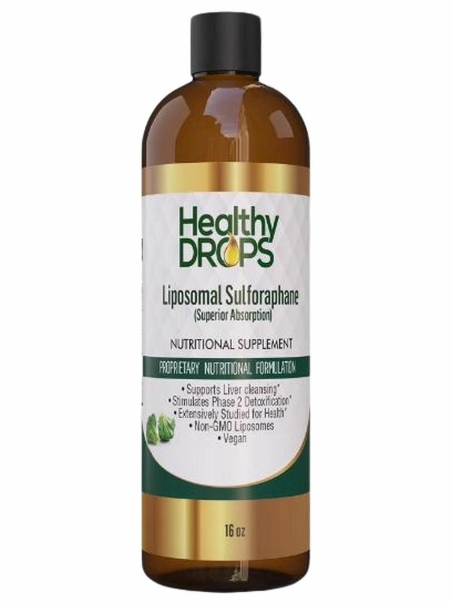Healthy Drops, Liposomal Sulforaphane, Липосомальный сульфорафан, детоксикация печени, 473 мл