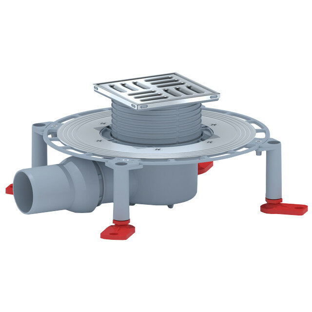 Трап горизонтальный анипласт 100х100мм слив 50мм решетка нерж сталь комбинированный затвор