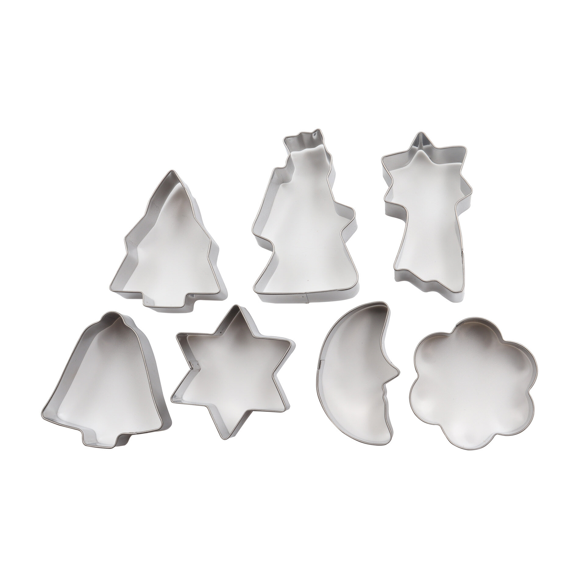 Набор вырубок форм для приготовления пряников и печенья, Рождество, 4.5-7 см, 7 штук, нержавеющая сталь, Paderno.