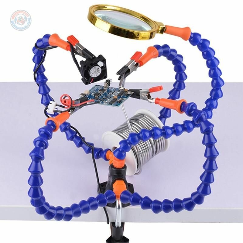 Набор помощник для пайки, третья рука с лупой и зажимами крокодил, универсальный столярный фиксатор для точной сварки мелких деталей, модельных работ и электроники