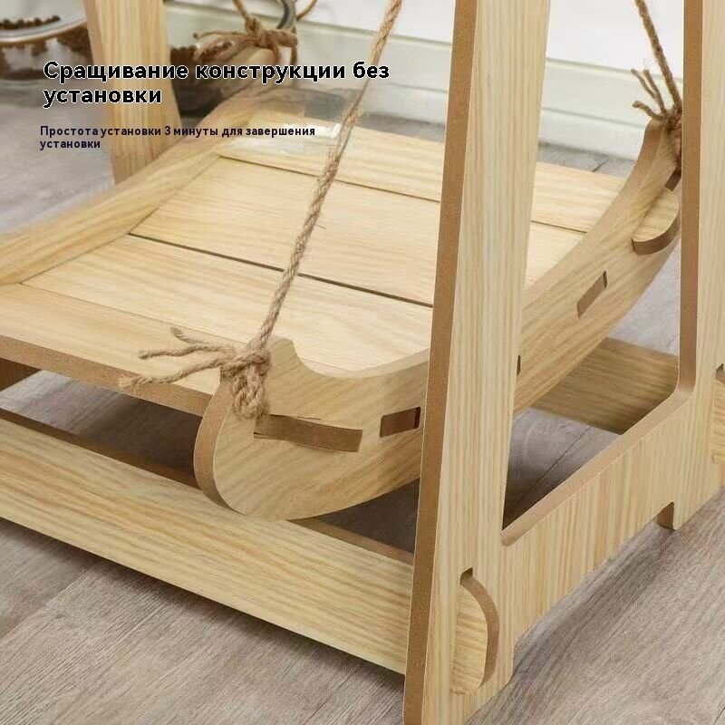 Деревянная подвесная кроватка для кошек, стильный гамак для питомцев, многофункциональный комплекс: диван, гамак и игровая зона