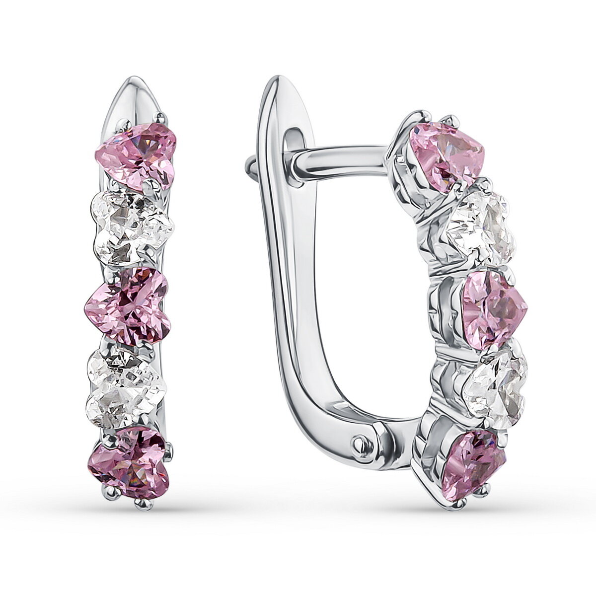 Серьги, серебро, 925 проба, родирование, фианит