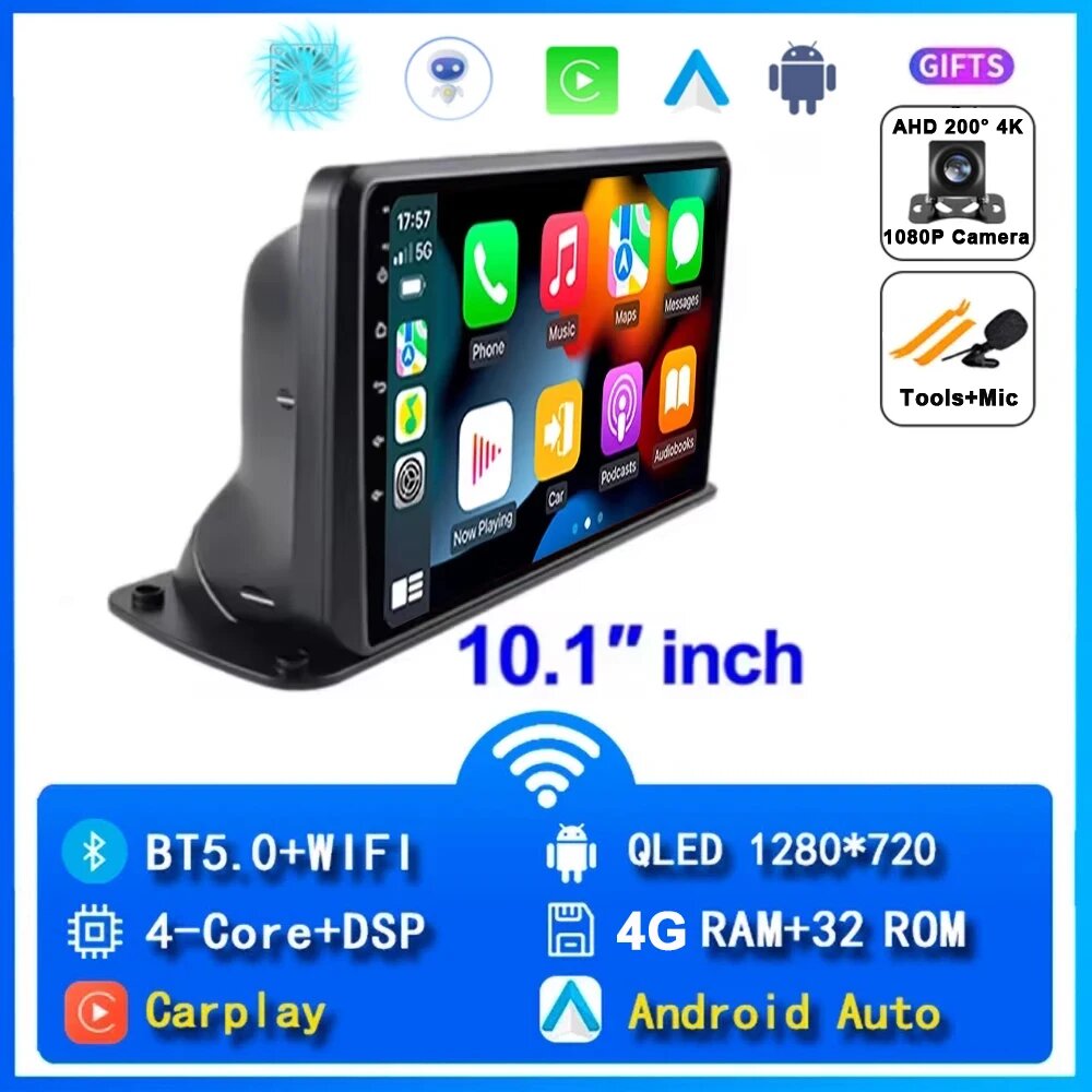 9/10-дюймовый Carplay Android 15, автомобильный радиоприемник, мультимедийная навигация, GPS для приборной панели, универсальный грузовик, 2 din, авторадио, стерео DVD 4G-32G CAM