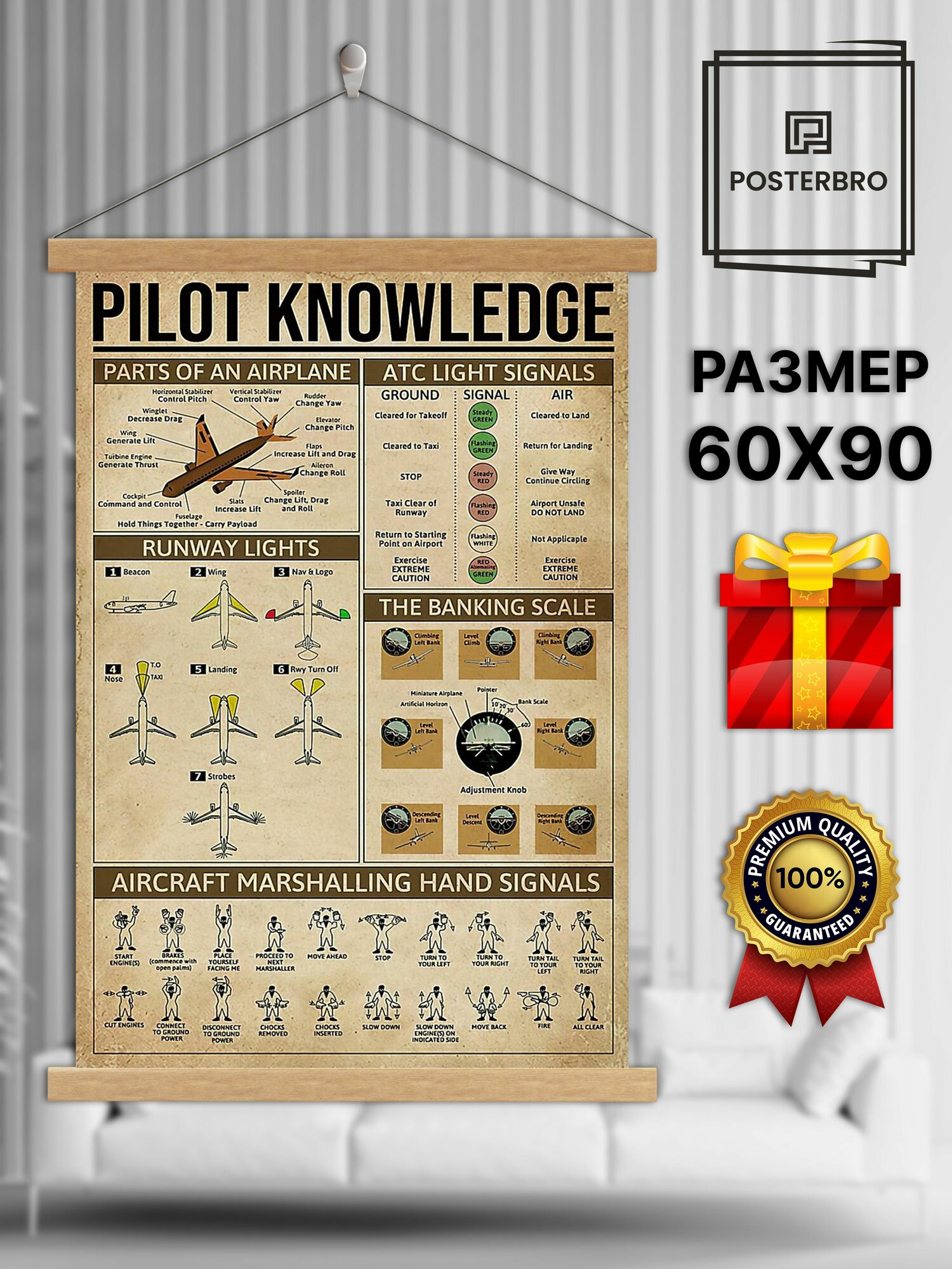 Постер на стену Posterbro интерьерный Авиация, 60*90 в рамке