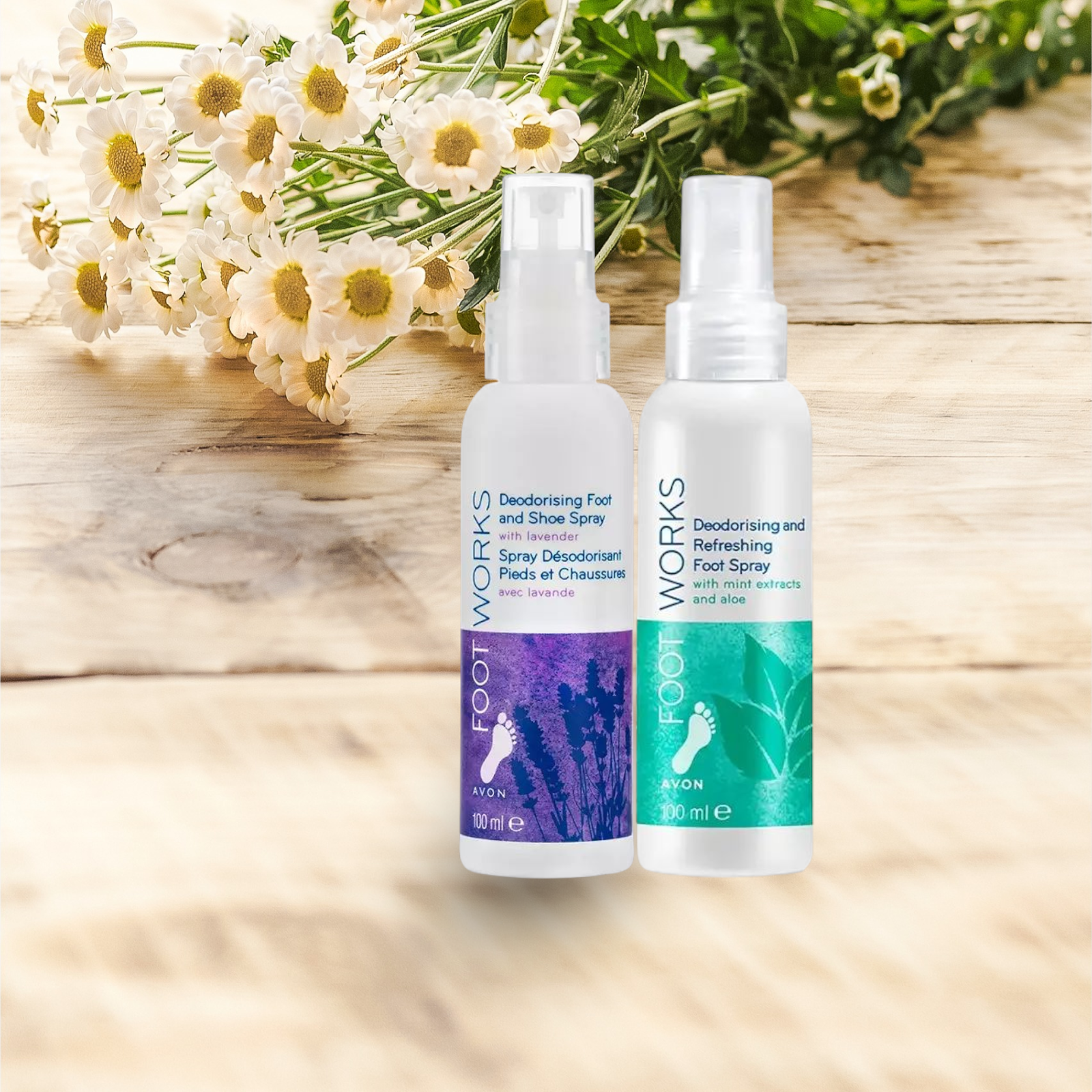 Дезодорирующий спрей для ног с ароматом лаванды и мяты Авон 2 шт.