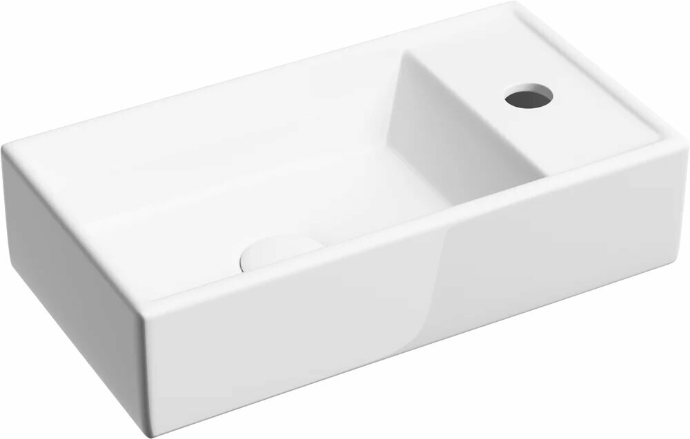 Раковина маленькая в туалет Ceramicanova Element CN6051L 40 мини, подвесная, белая, глянцевая, раковина для ванной фарфоровая, прямоугольная