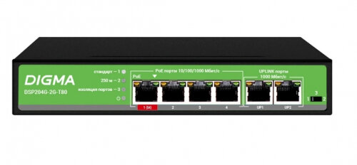 Коммутатор Digma DSP204G-2G-T80