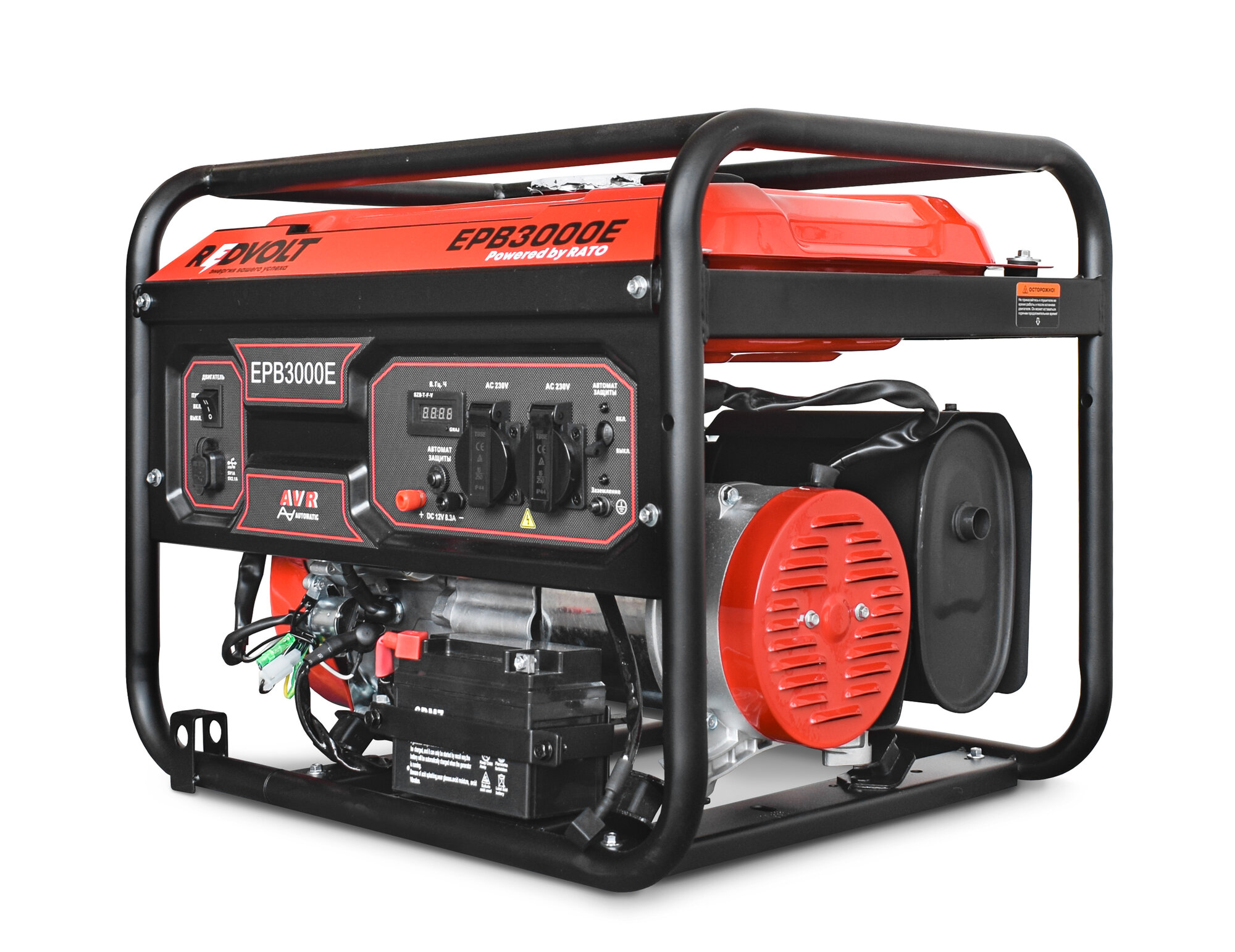 Бензогенератор REDVOLT EPB3000E (3кВт; Ручной/Электростарт; однофазный)