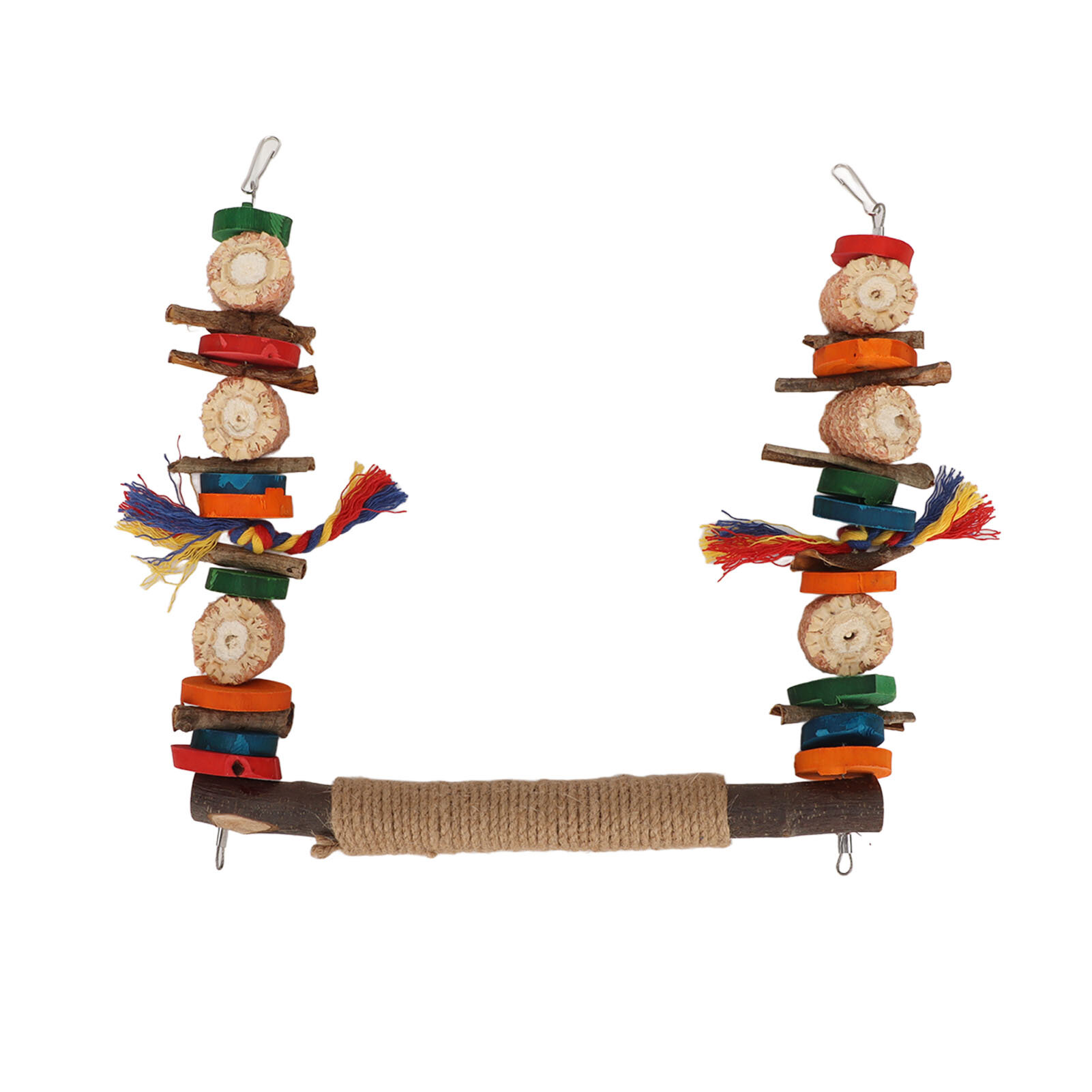 Игрушка-качели для птиц, разноцветный клюв, жевательная игрушка для попугая с металлическими крючками для неразлучников, корелл, волнистых попугайчиков