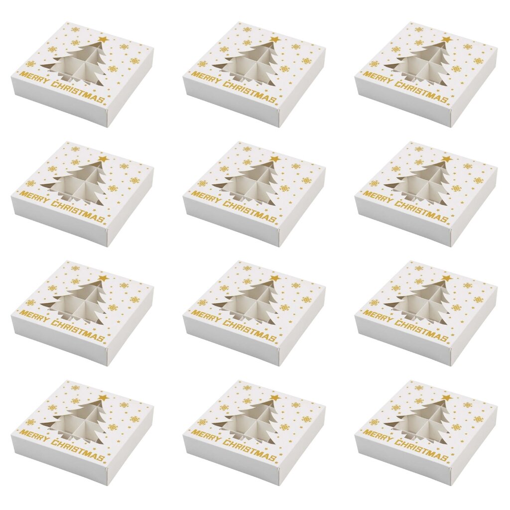 12шт Коробка шоколада на рождественскую тематику Коробка печенья и конфет Упаковочная коробка шоколада