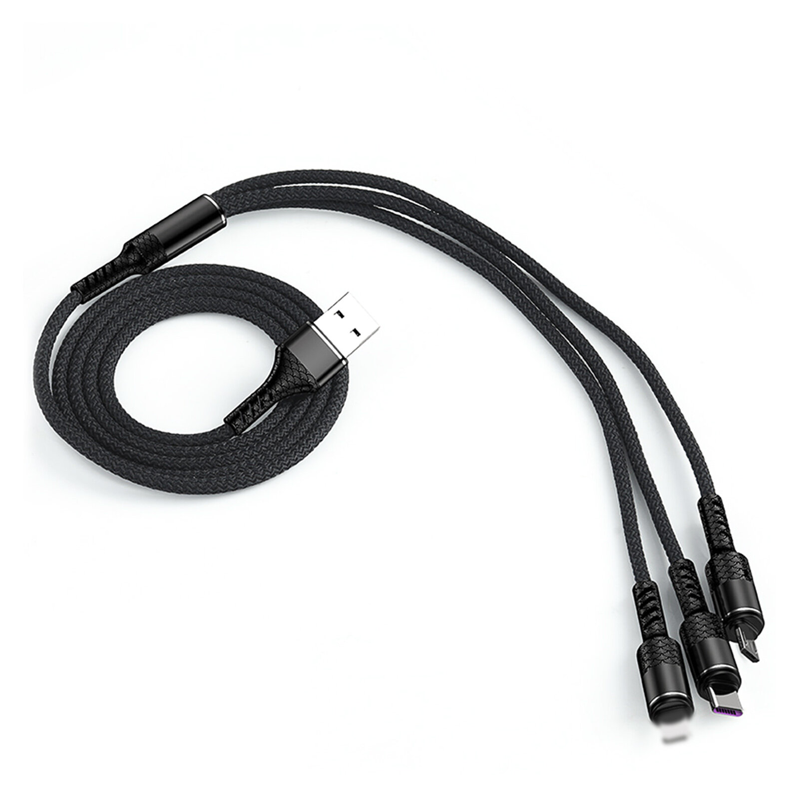 3-IN-1 Кабель для зарядки USB Мульти-зарядное устройство Type C Micro USB Коннектор Замена для iPhone iPad Samsung Huawei Xiaomi Кабель для зарядки, Черный, Синий, Красный, Золотой, Серебряный, Максимальный ток 3A, Длина кабеля 1.2м, Вес кабеля 42г, 1 шт.