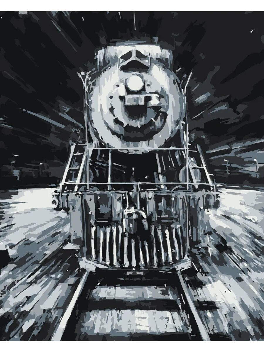 Картина по номерам Поезд Паровоз Локомотив Пейзаж