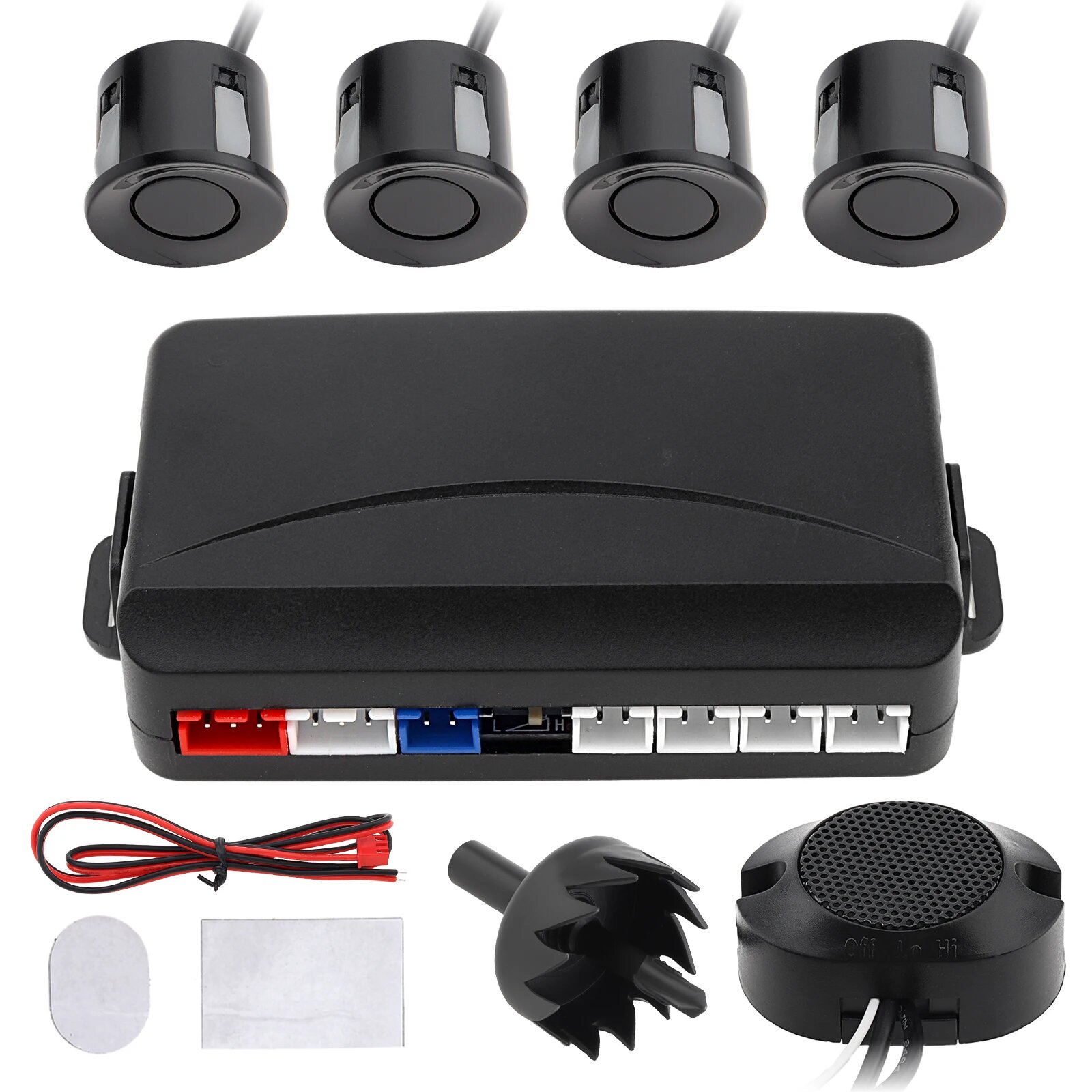 4-сенсорная водонепроницаемая система датчиков парковки автомобиля, подходящая для Android DVD-автомобильного плеер с цифровым дисплеем, звуковая подсказка зуммера, Серебристый